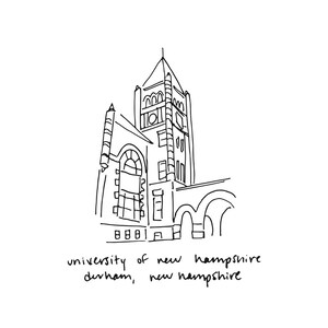 University of New Hampshire UNH College Campus Dorm Print Sketch, UNH ...