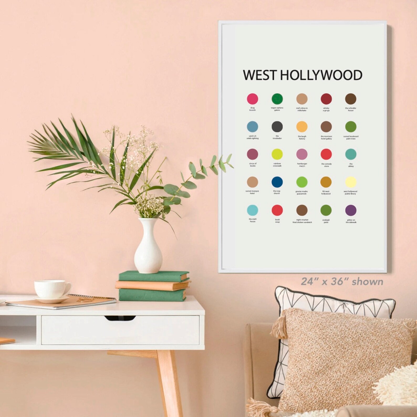 West Hollywood, Weho Palette Print, West Hollywood Print, Weho ...