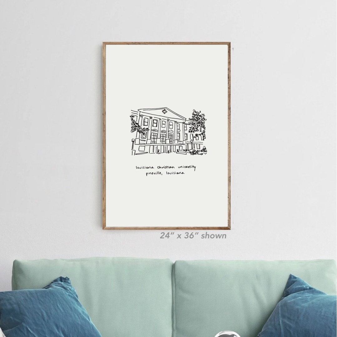 Louisiana Christian University College Campus Dorm Art, LCU Drawing ...
