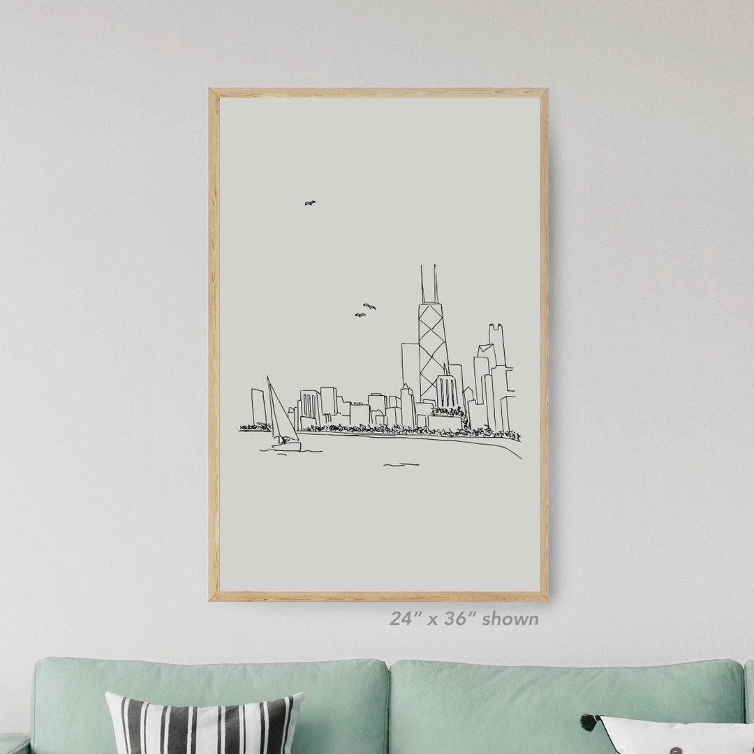 Chicago Skyline Art Print, Chicago Skyline Architecture Poster Print ...