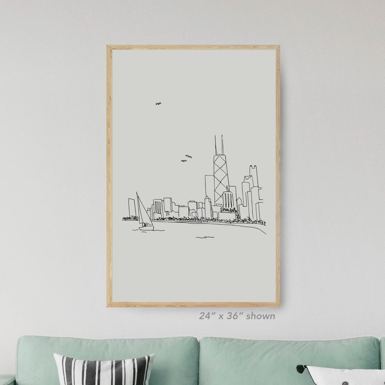 Chicago Skyline Art Print Chicago Skyline Architecture Poster - Etsy
