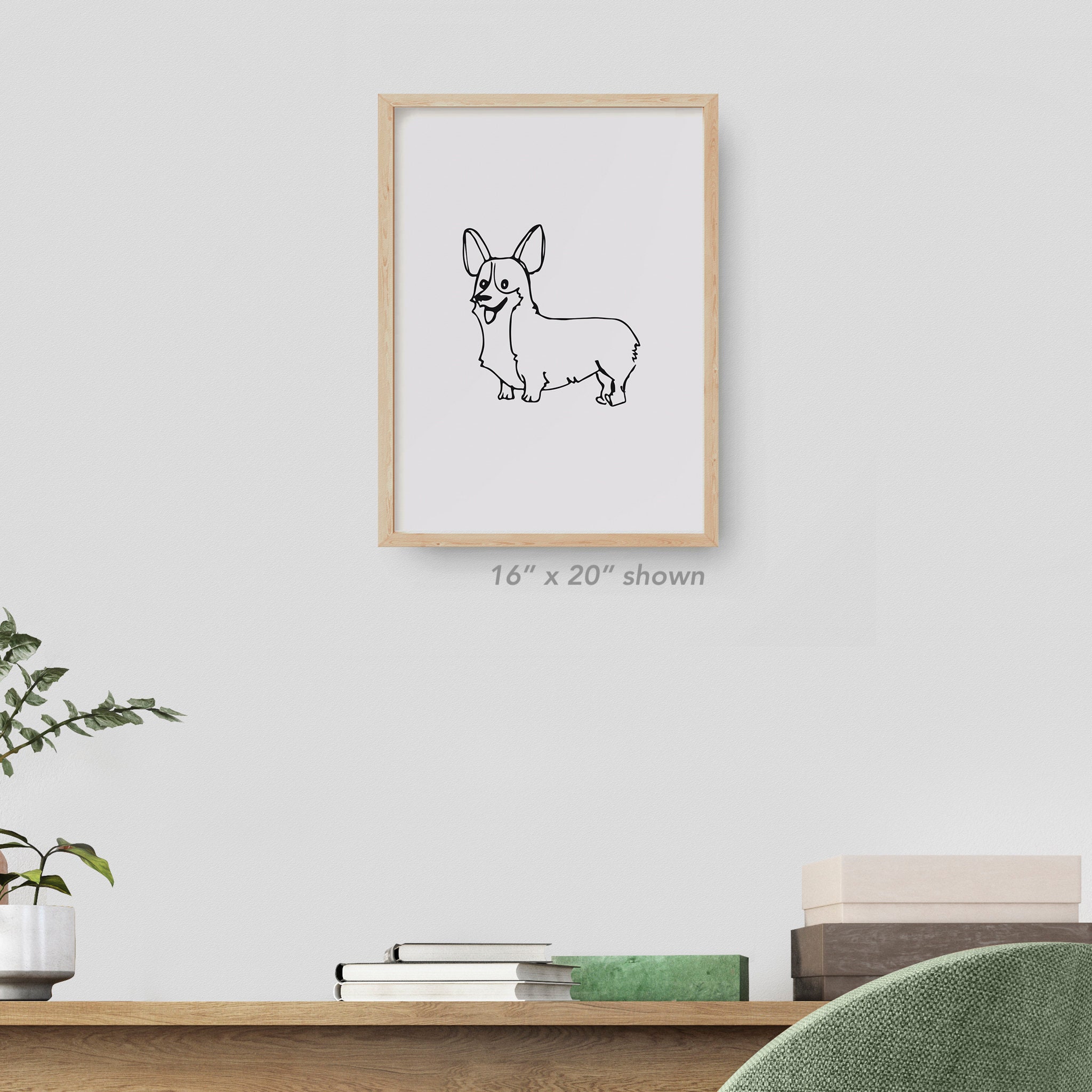 Corgi Poster Minimalist Corgi Dog Wall Art Modern Fine Line - Etsy