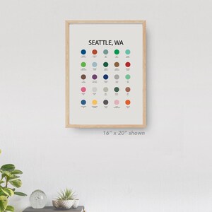 Seattle, Seattle Color Palette Print, Seattle Wall Art Print, Seattle ...