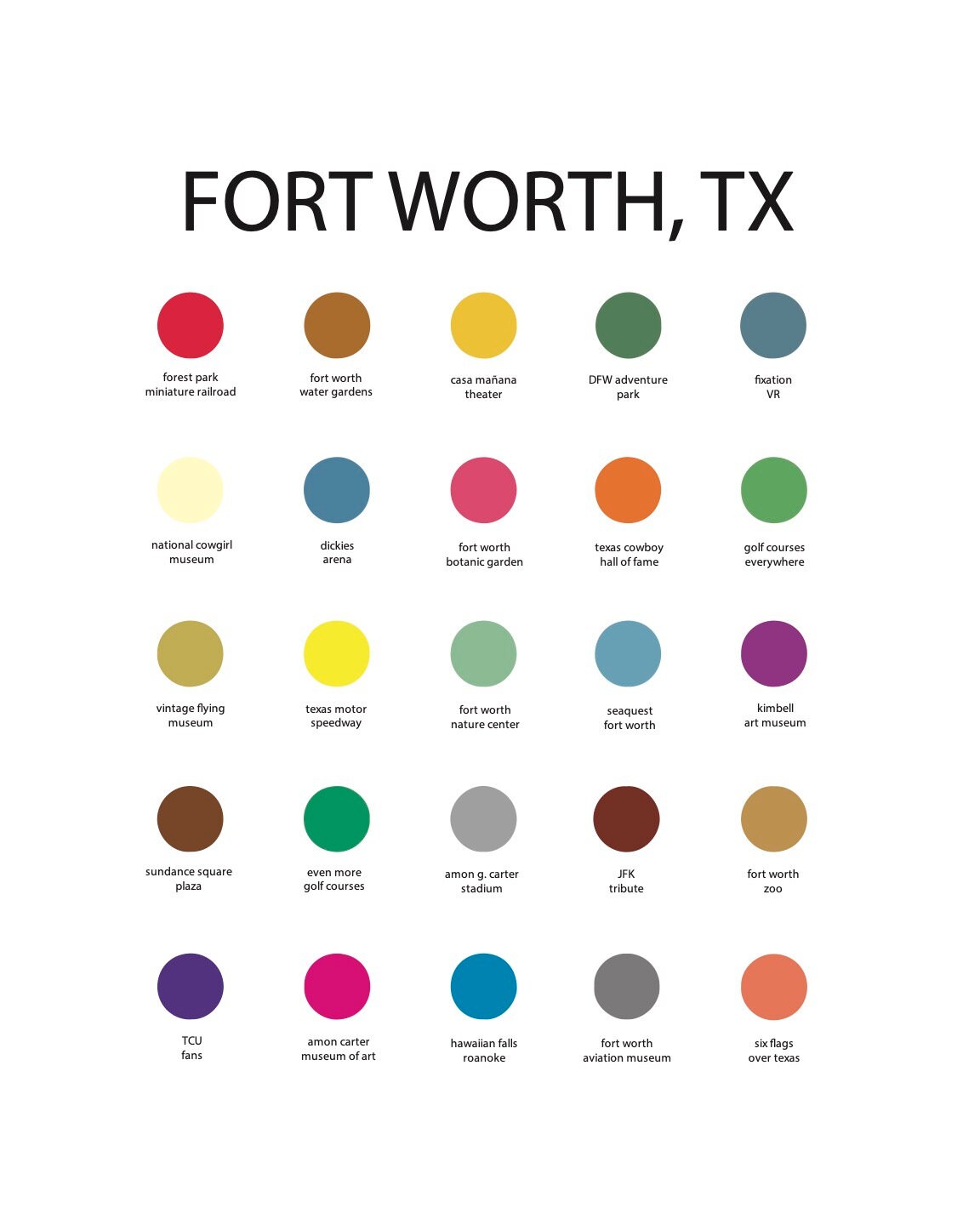 Fort Worth Texas Color Palette Fort Worth Artwork Fort - Etsy