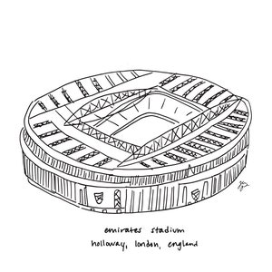 Arsenal FC Emirates Soccer Stadium Drawing, Arsenal Fan Art, Arsenal ...