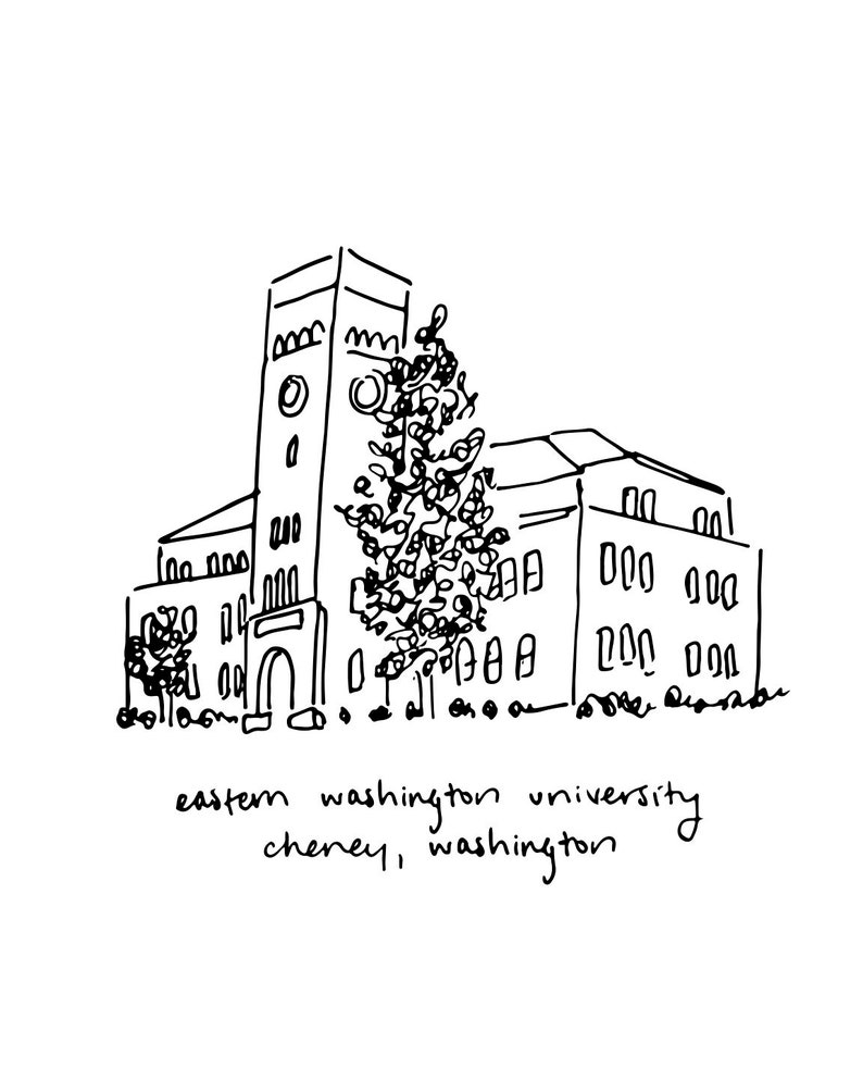 Eastern Washington University College Campus Drawing Painting Sketch ...