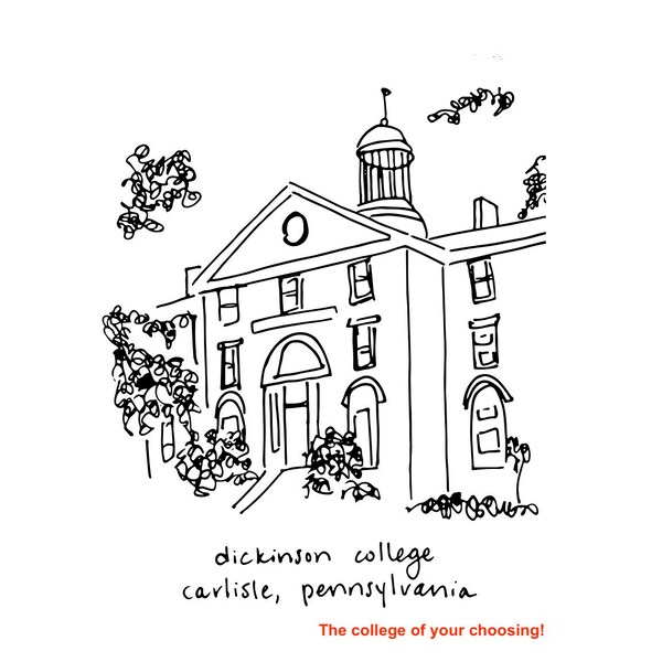 Customized Graduation Campus Drawing - Etsy