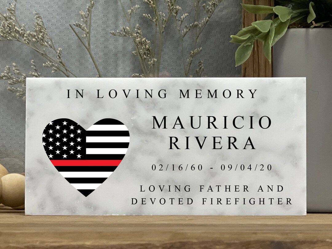 Custom Fire Fighter Memorial Stone - Marble - Firefighter Gift ...