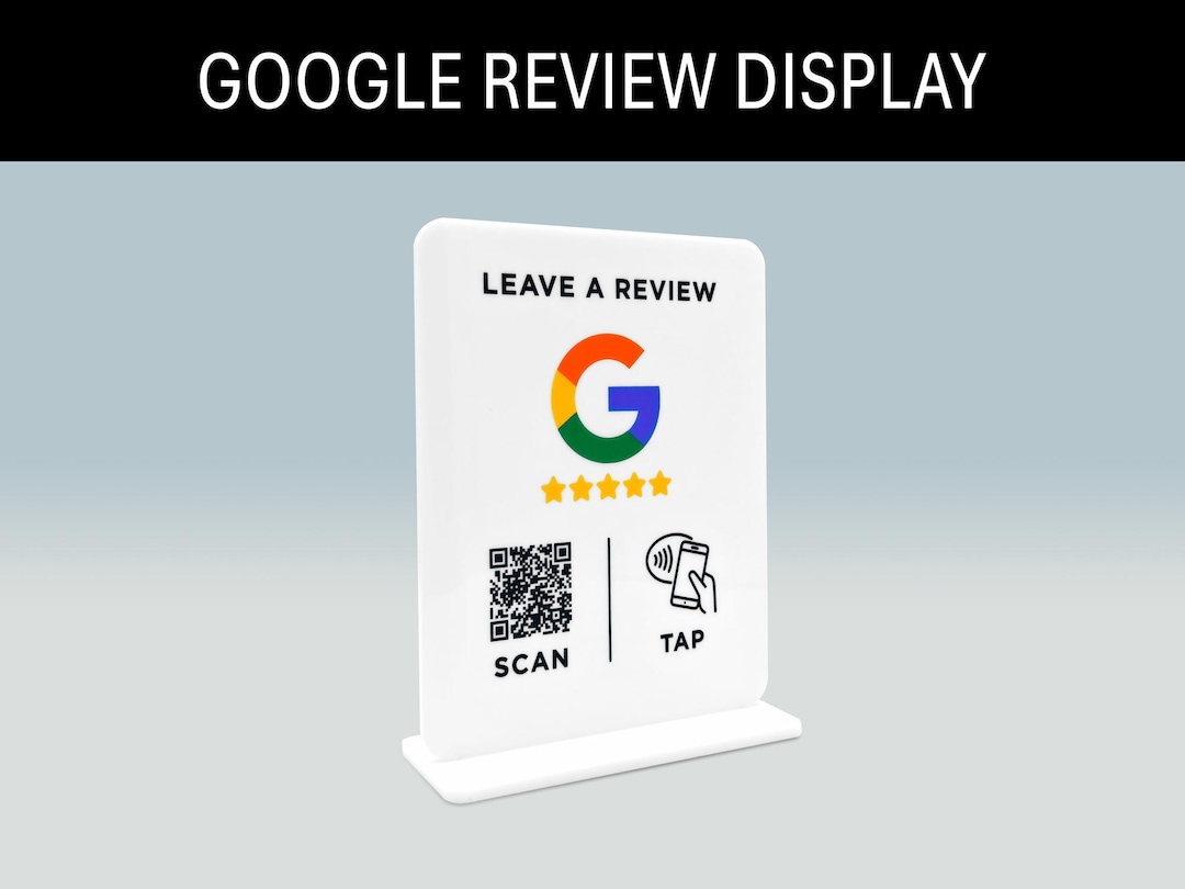 Google Review NFC Stand With QR Code, Google Reviews Display for Table ...