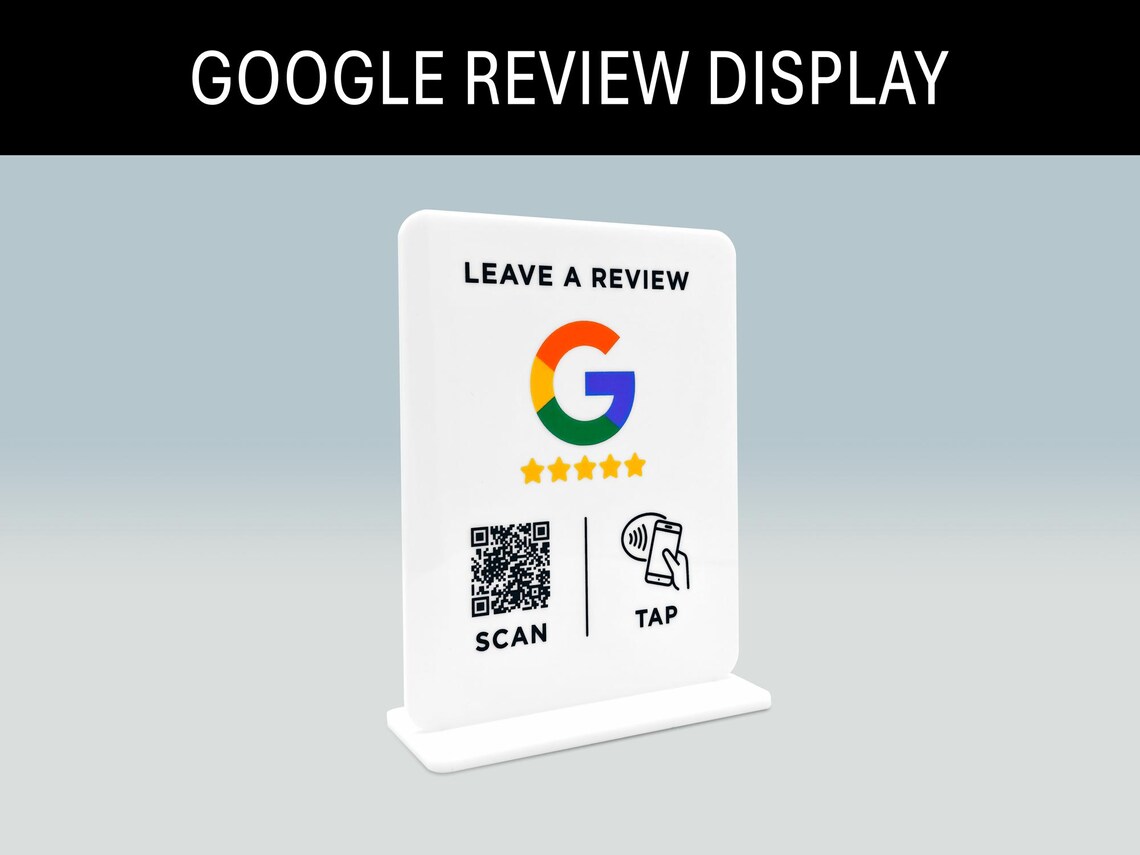 Interactive NFC Google Review Stand: QR Code Display for Business ...