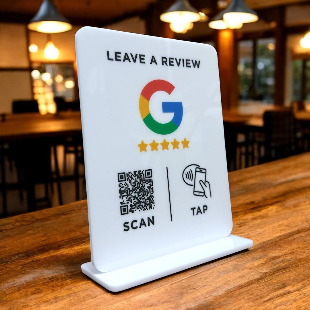 Interactive NFC Google Review Stand: QR Code Display for Business ...