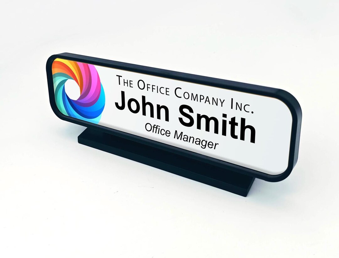 Desk Name Plate or Wall Name Plates - 8x2" & 10x2" - White, Silver, or ...