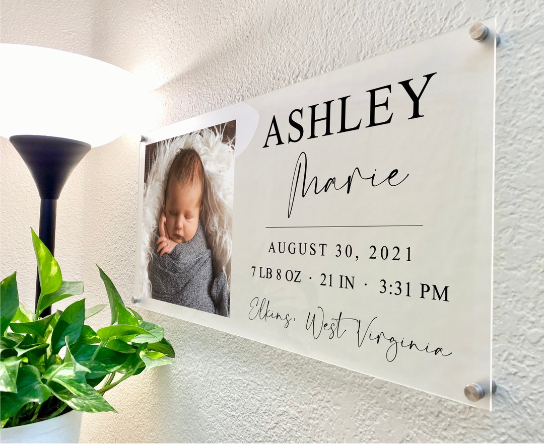 Custom BABY Clear ACRYLIC Photo Frame PORTRAIT, Personalized Kids Room ...