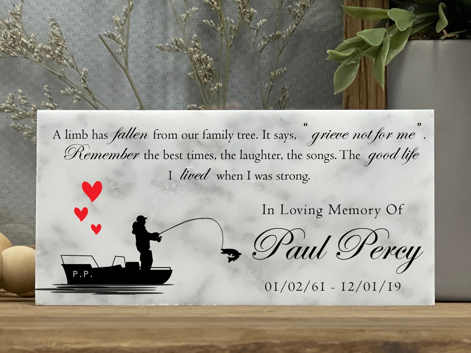 Custom Fisherman Memorial Stone - Marble - Fishing - Father ...