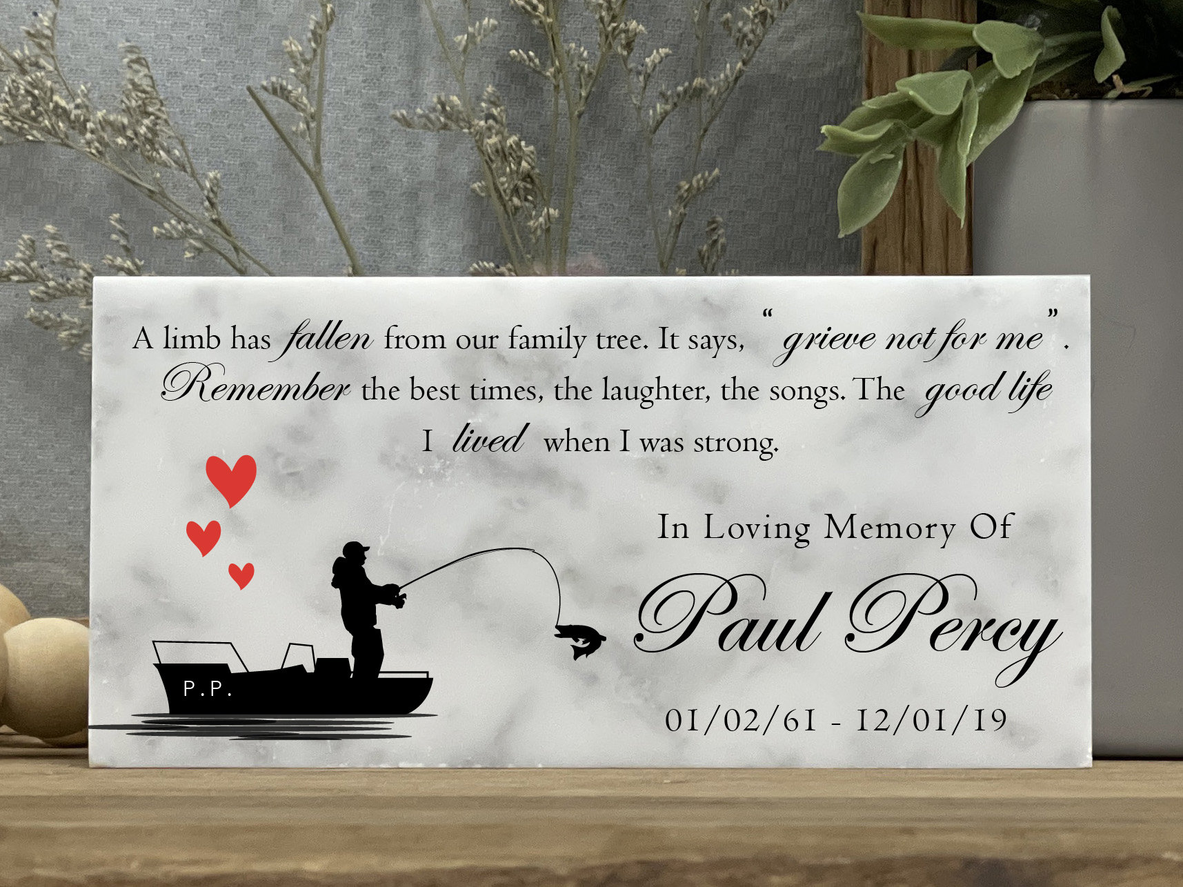 Custom Fisherman Memorial Stone - Marble - Fishing - Father ...