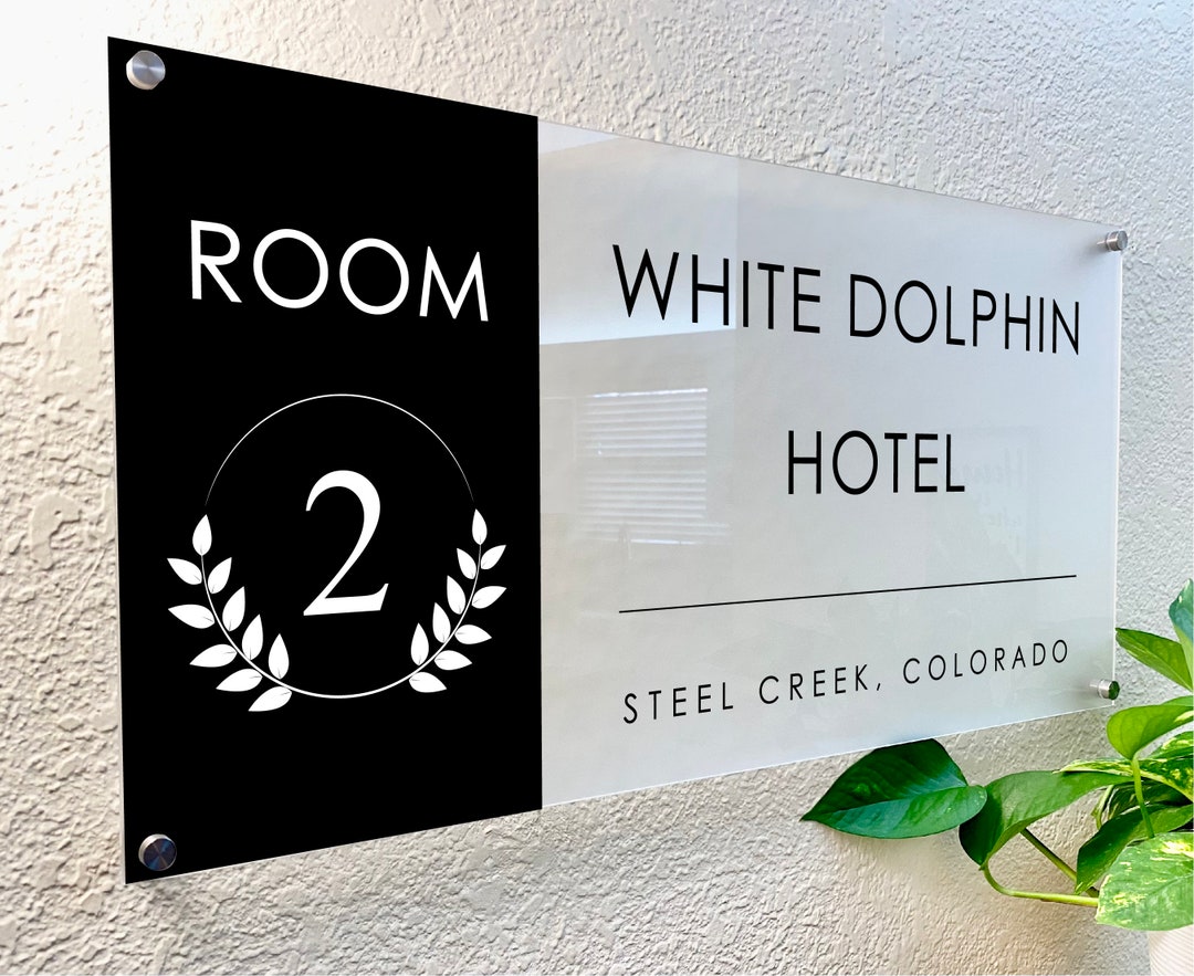 Custom Acrylic HOTEL ROOM Business Logo SIGN, Personalized Name and ...