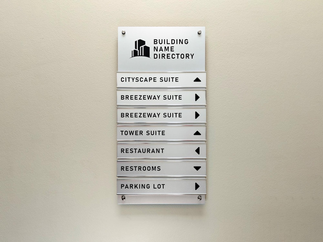 Personalize Removable Directory Sign - Silver Metal Directory Sign - 12 ...