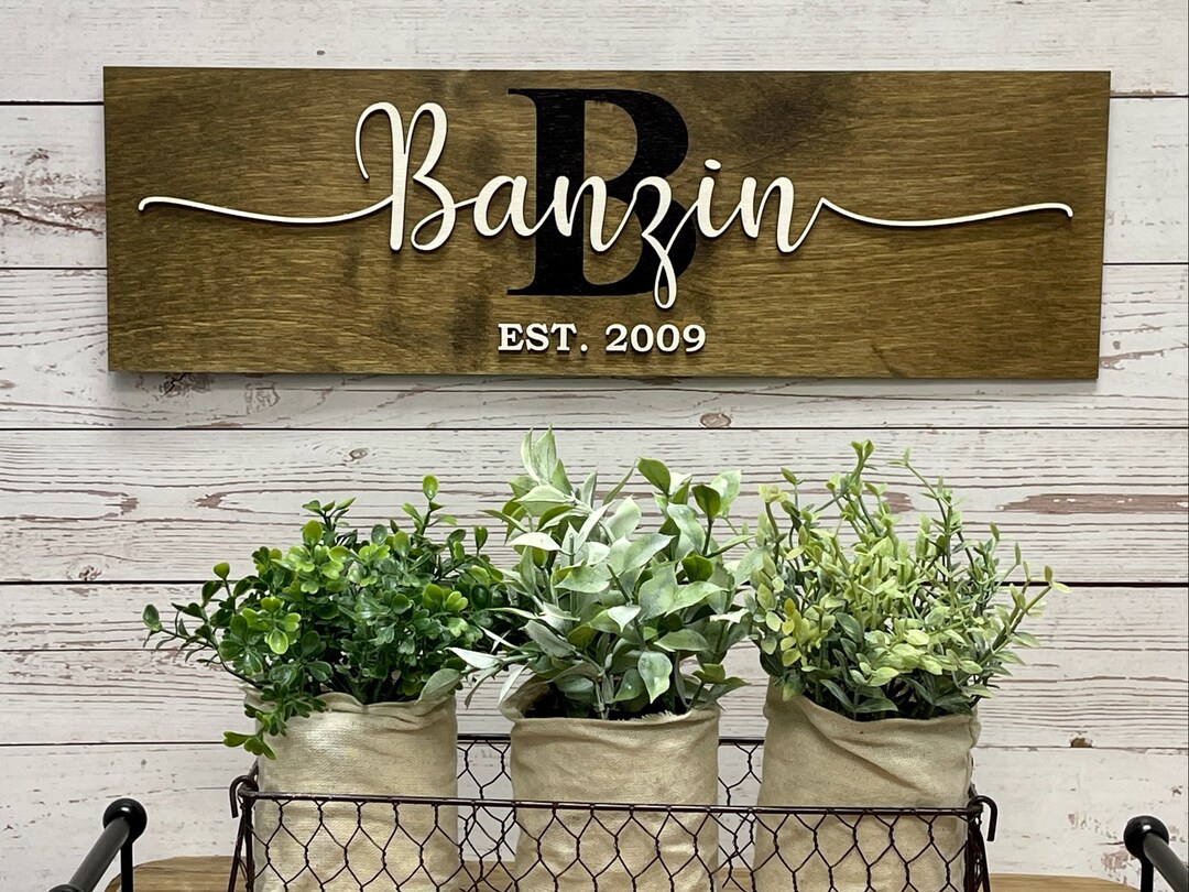 LAST NAME SIGN, Laser Cut Sign, Customizable 3d Wood Modern Wall ...