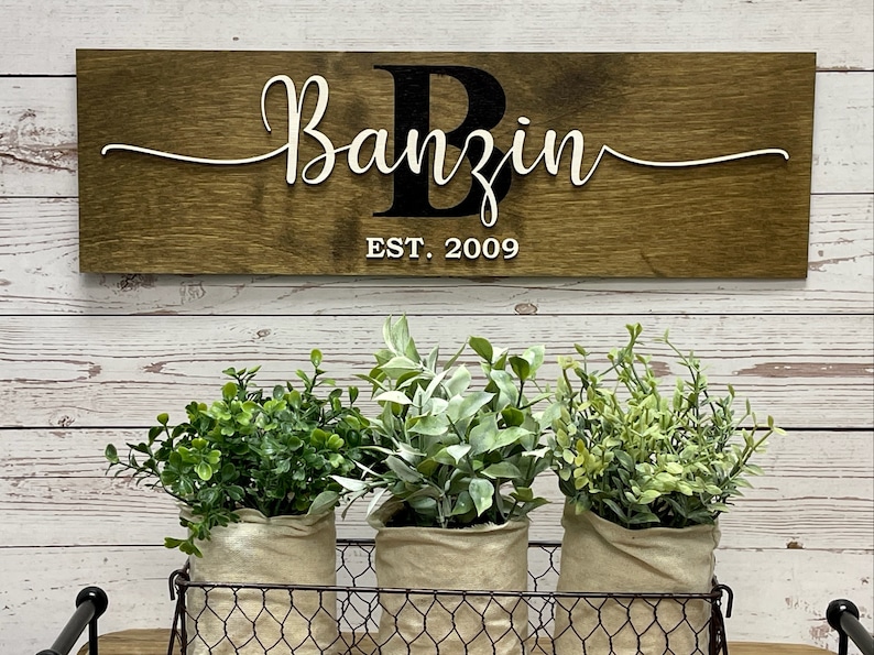 LAST NAME SIGN, Laser Cut Sign, Customizable 3d Wood Modern Wall ...