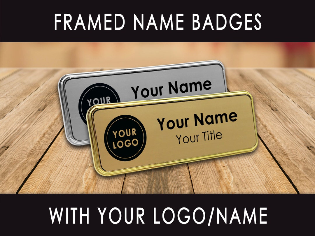 Personalized Employee NAME & Logo Title FRAMED BADGES, Customized ...