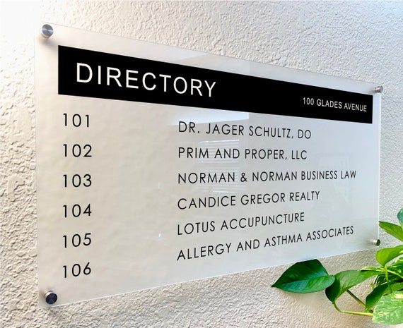 Custom Building Directory Sign Transparent Acrylic Sign - Etsy