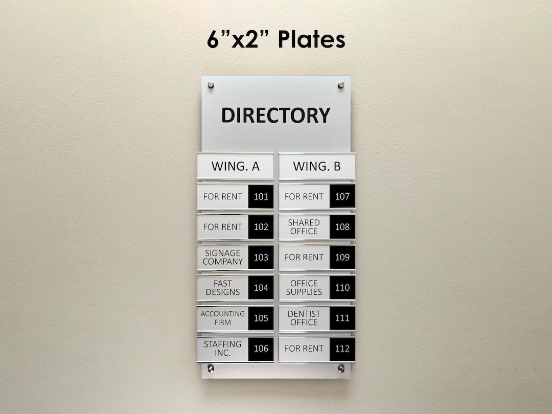 Customizable Silver Metal Office Directory Sign With Removable Plates ...