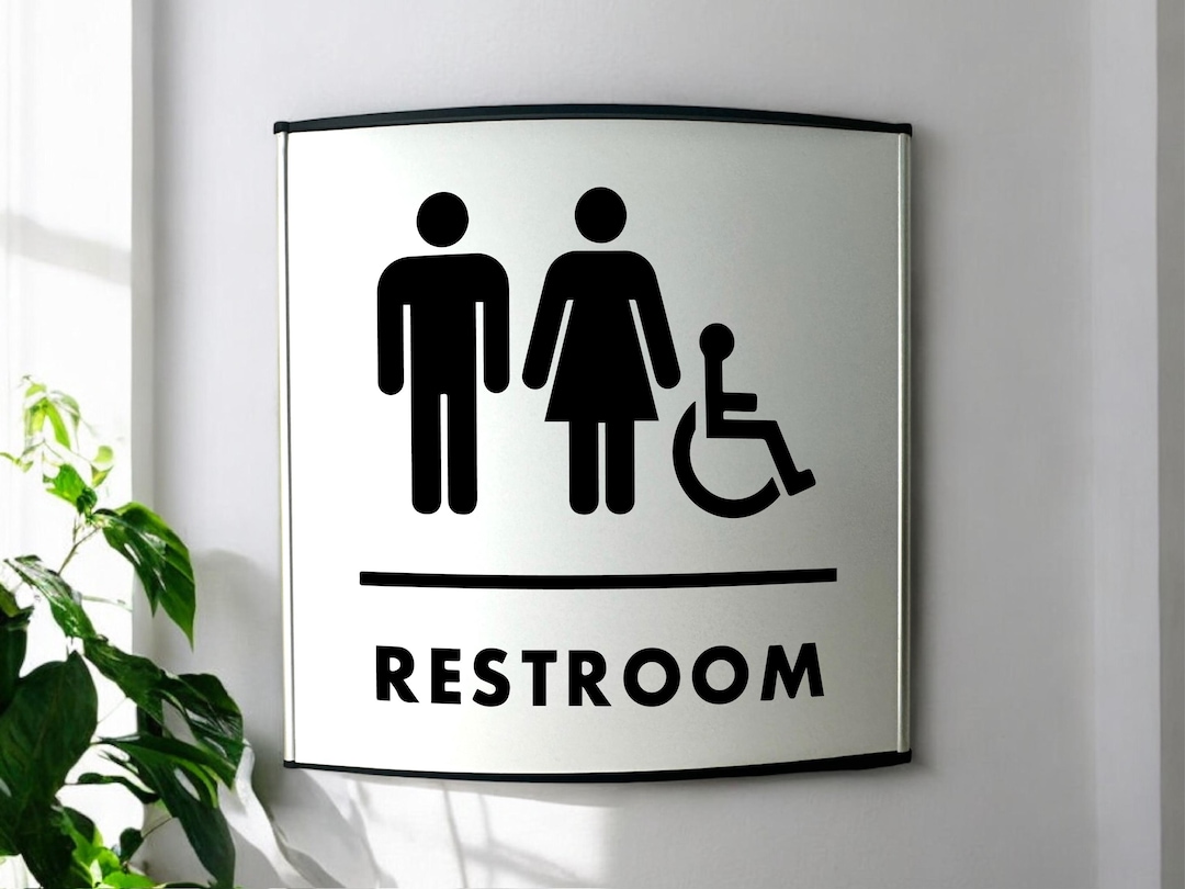 Bathroom Door Sign Curved Restroom Sign 8 X 8 Inches Office Bathroom ...