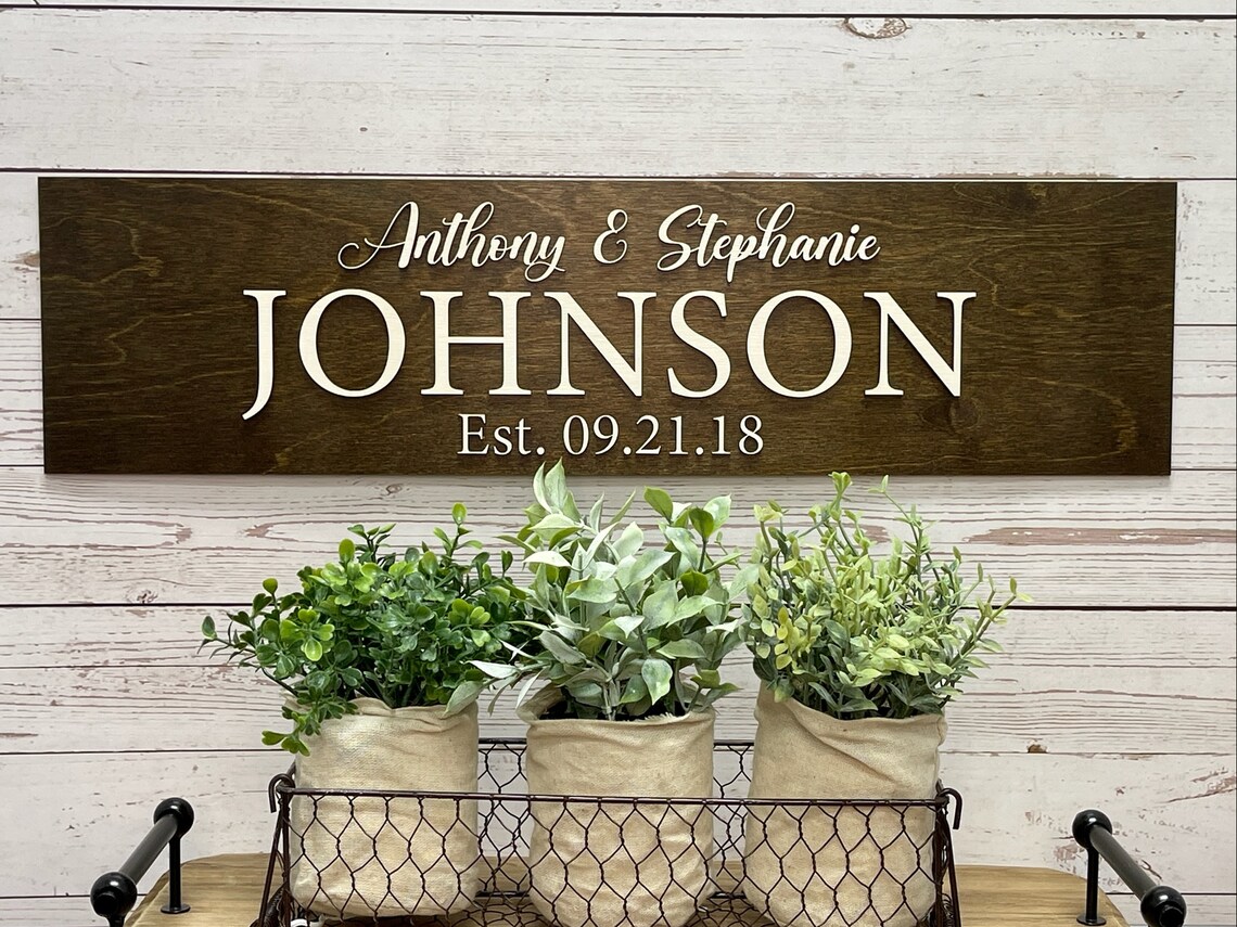 WOODEN NAME SIGN Engraved Wood Sign Personalized Established - Etsy