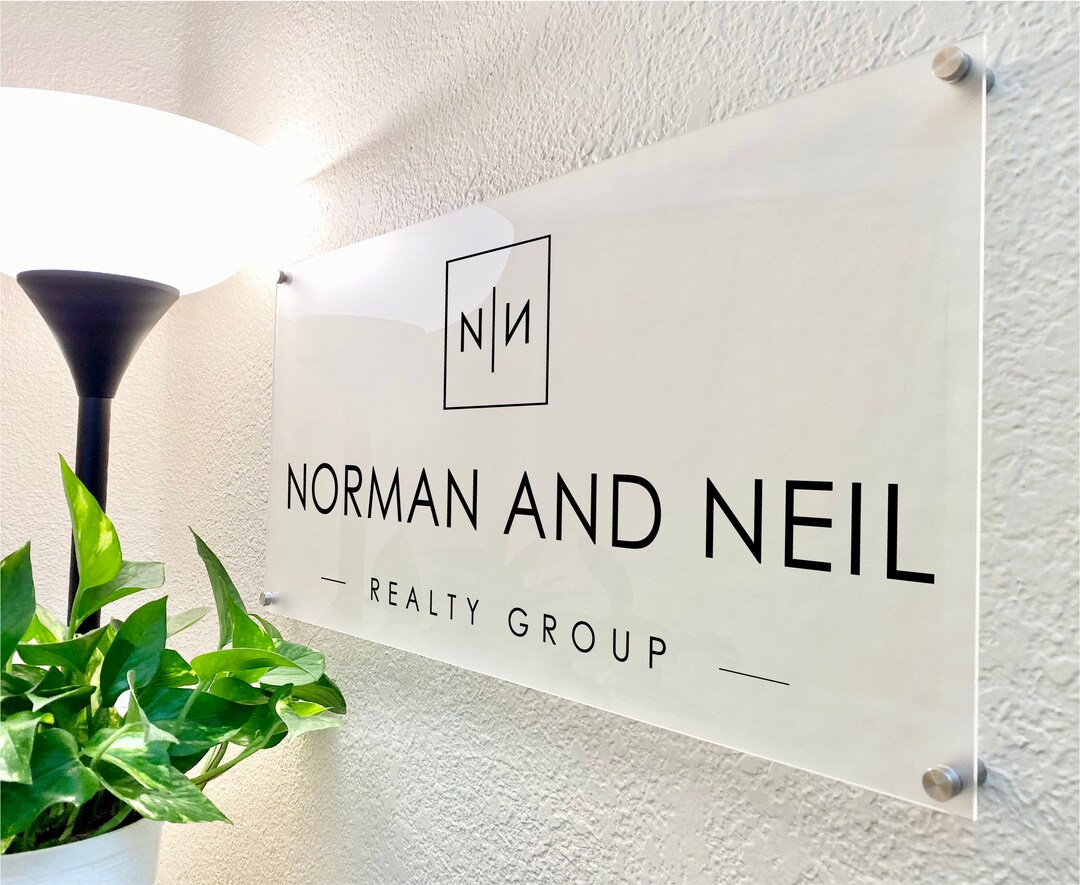 Transparent BUSINESS Logo ACRYLIC SIGN, Personalized Home Office ...