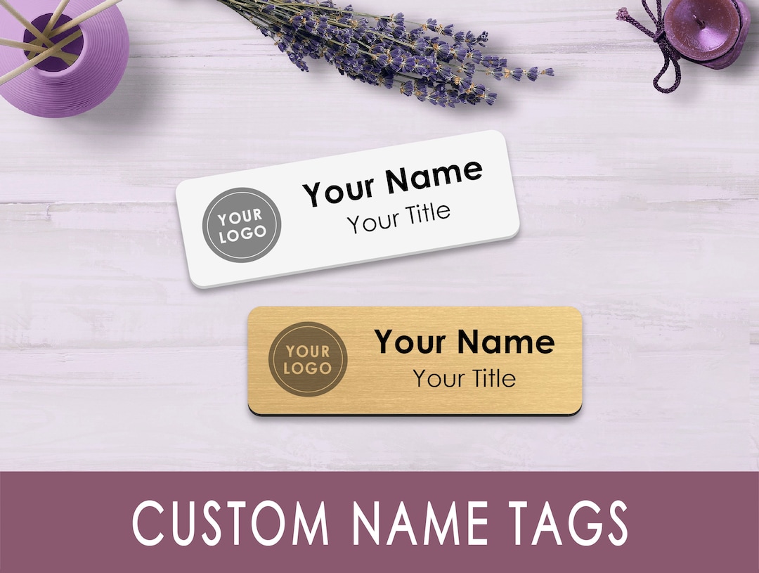 Personalized Name Tags Design Your Own Custom Name Badge Add Logo White ...