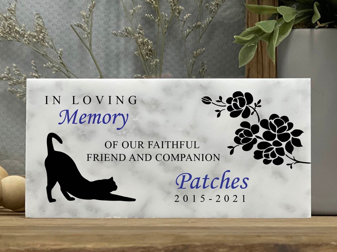 Custom Cat Memorial - 3x6 and 4x8 - Natural Marble Stone - Memorial ...