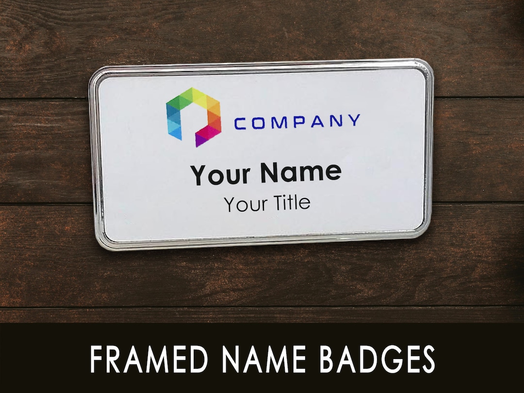 Personalized COMPANY NAME and Title Framed Border Rim BADGES ...