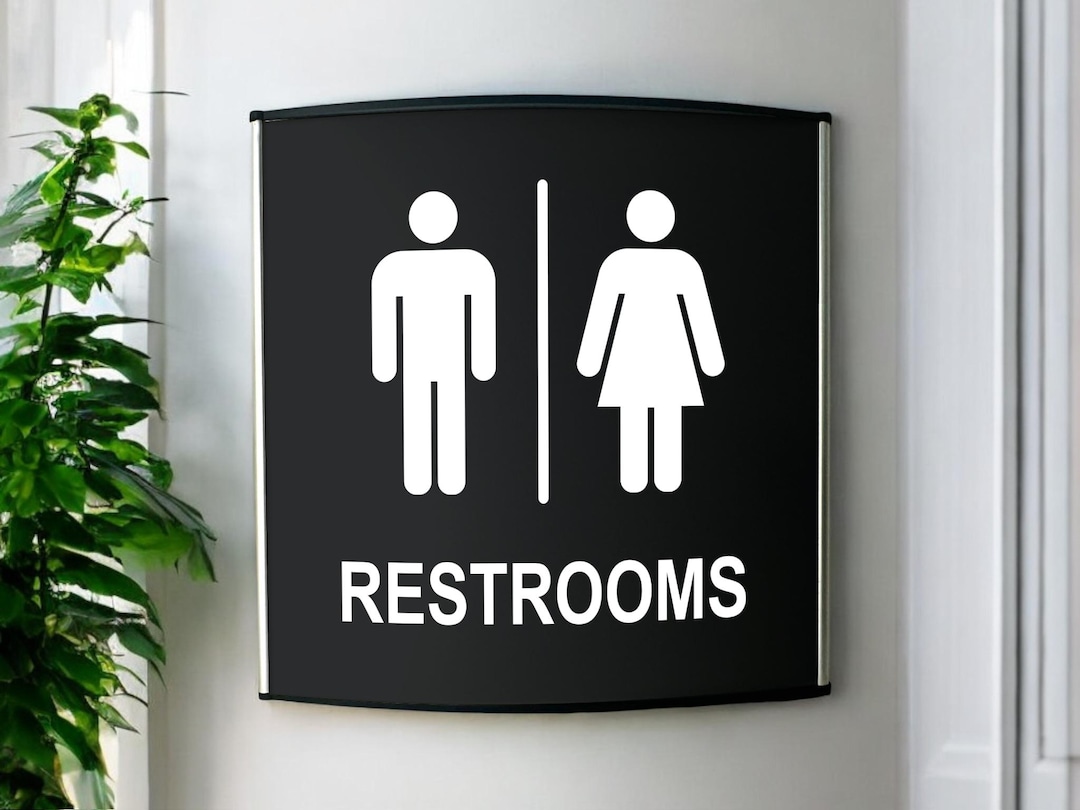 Unisex Restroom Sign – Hallway Door Sign – Restroom Printed Door Sign ...
