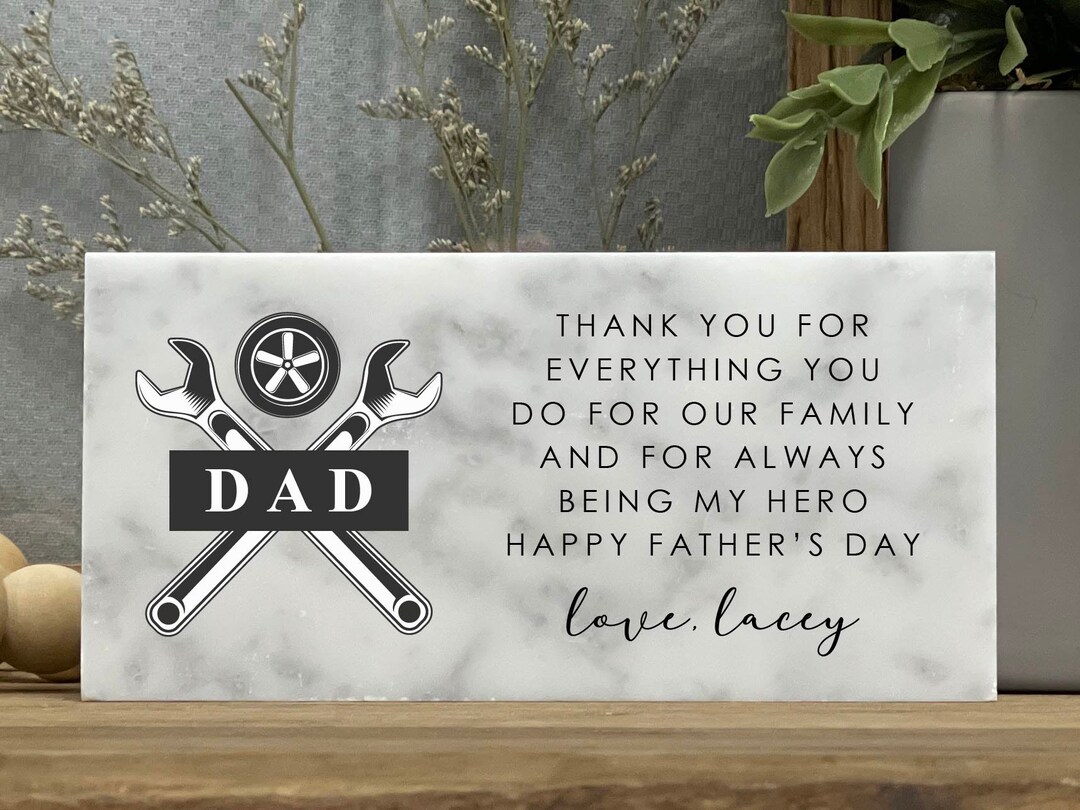 Custom Fathers Day Present Marble Stone Gift HANDMADE Dad Daddy Father ...