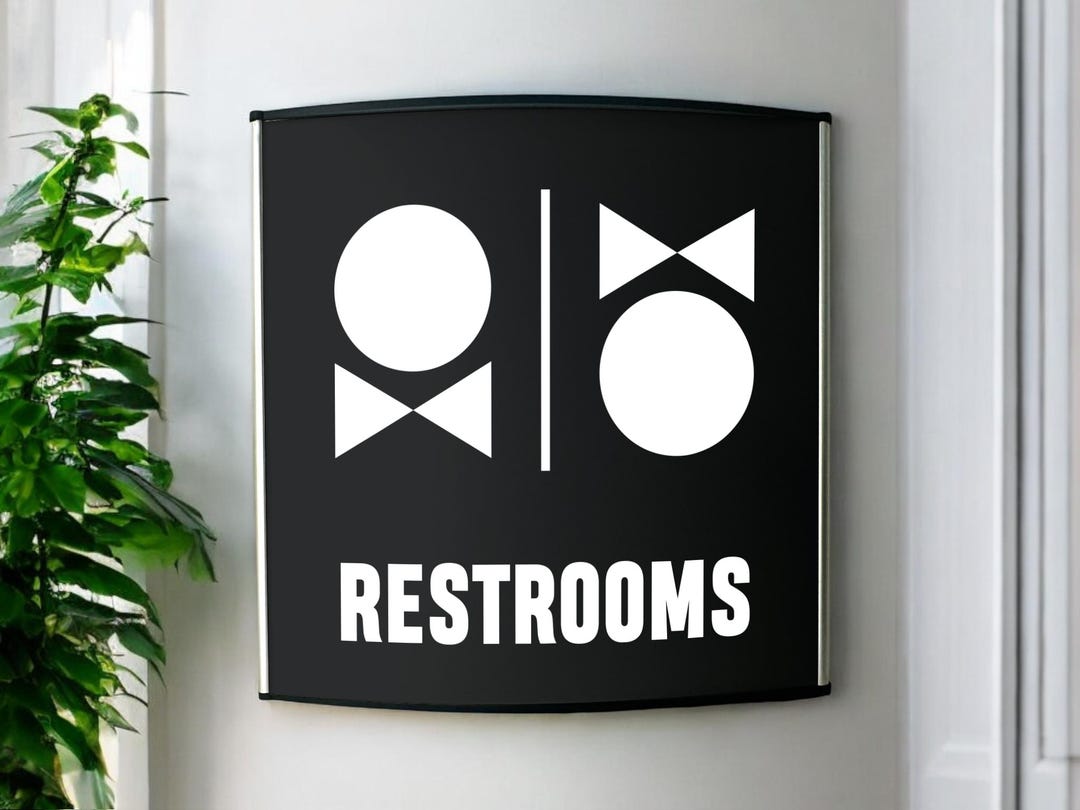 Minimalist Restroom Sign – Hallway Print Sign – Office Restroom Sign ...