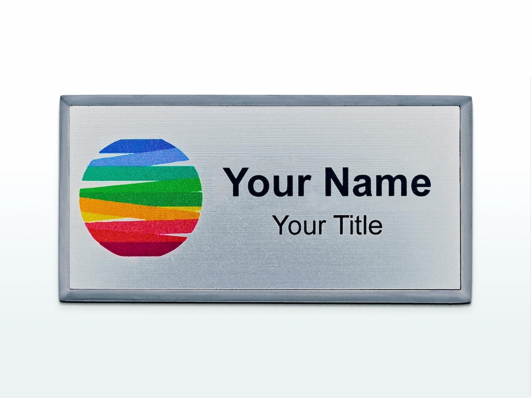 Silver Metal Customizable Employee Frame Name Badges - Silver & Gold ...