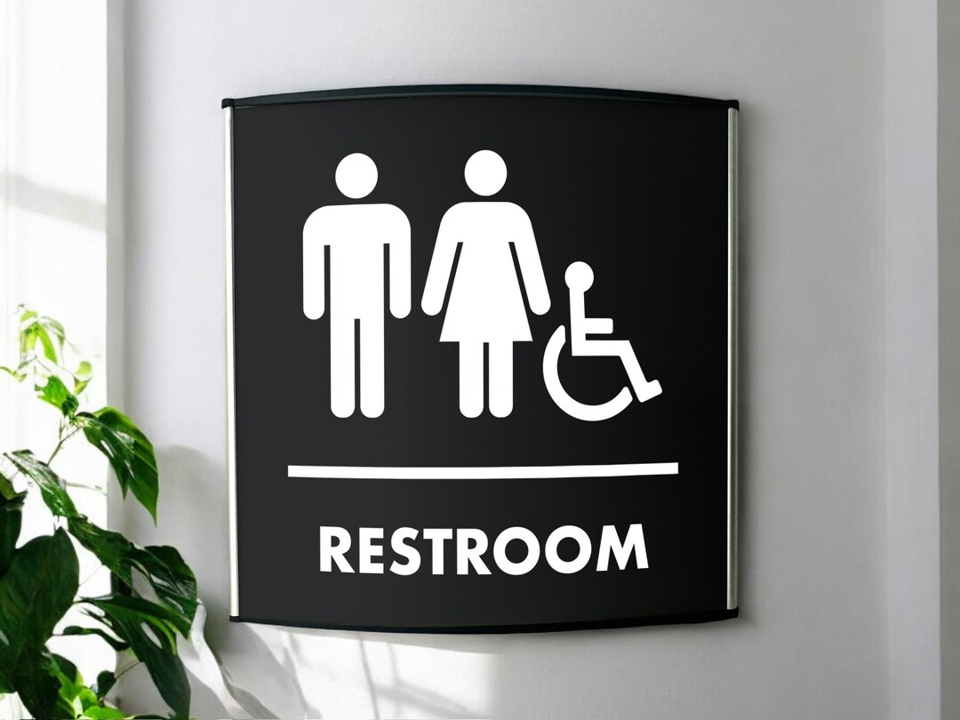 Unisex Restroom Sign 8 X 8, 6 X 8 or 4 X 8 Inches Sign for Door or Wall ...