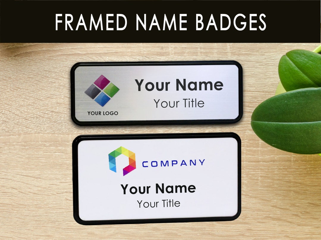 Personalized Name Tags –black Frame Name Badges – Custom Business Name ...