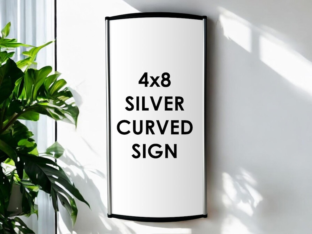 Custom Curved Office Sign – Silver Metallic Sign – 4 X 8 Inches ...