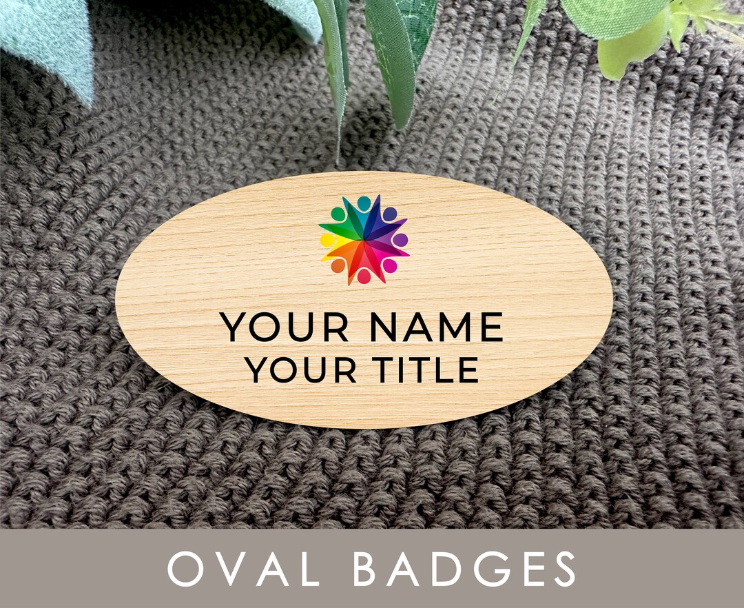Personalized OVAL Shaped & CUSTOMIZABLE Magnetic BADGE Name Tags ...