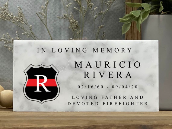 Custom Firefighter Memorial Stone Marble 3 X 6 | Etsy