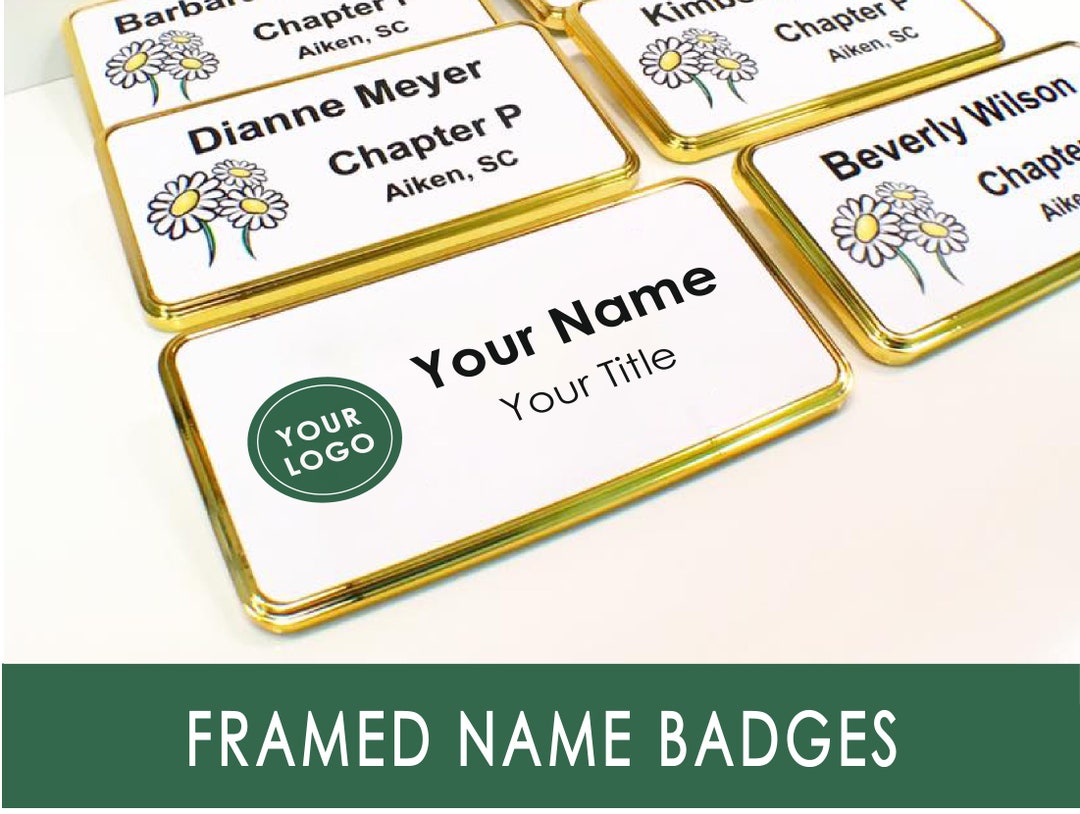 Customizable NAME and LOGO Title Magnet Backing BADGE, Personalized ...