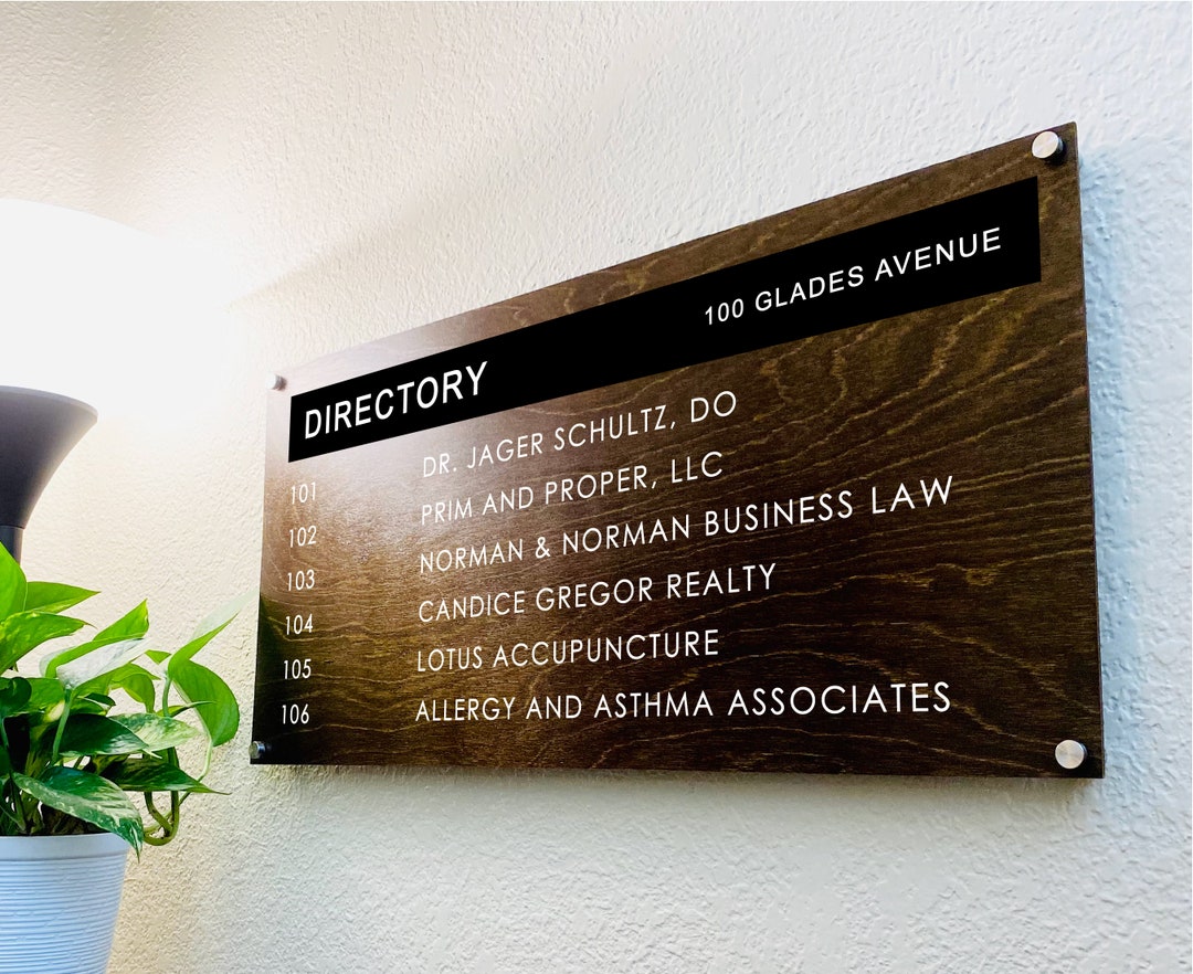 Building Directory Sign | REAL WOOD | Busines Logo Sign | Business Sign ...