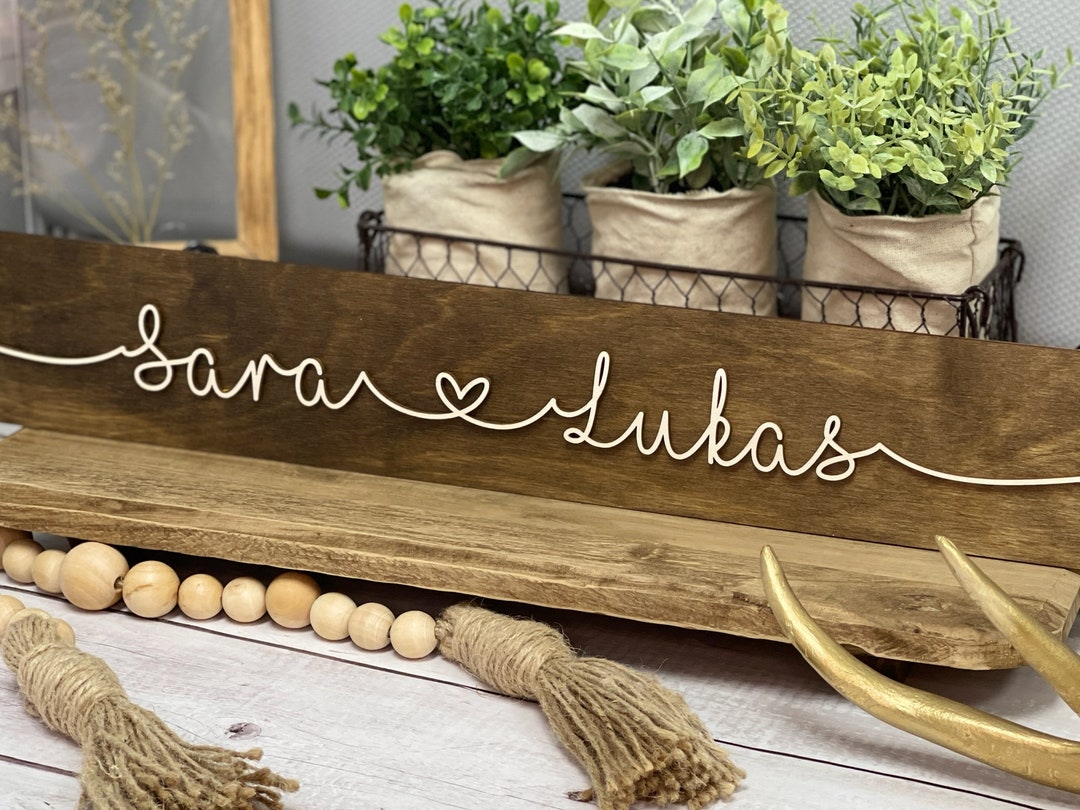 CUSTOMIZABLE SIGN, LAST Name Sign, Natural Wood Laser Cute Stylish Wall ...