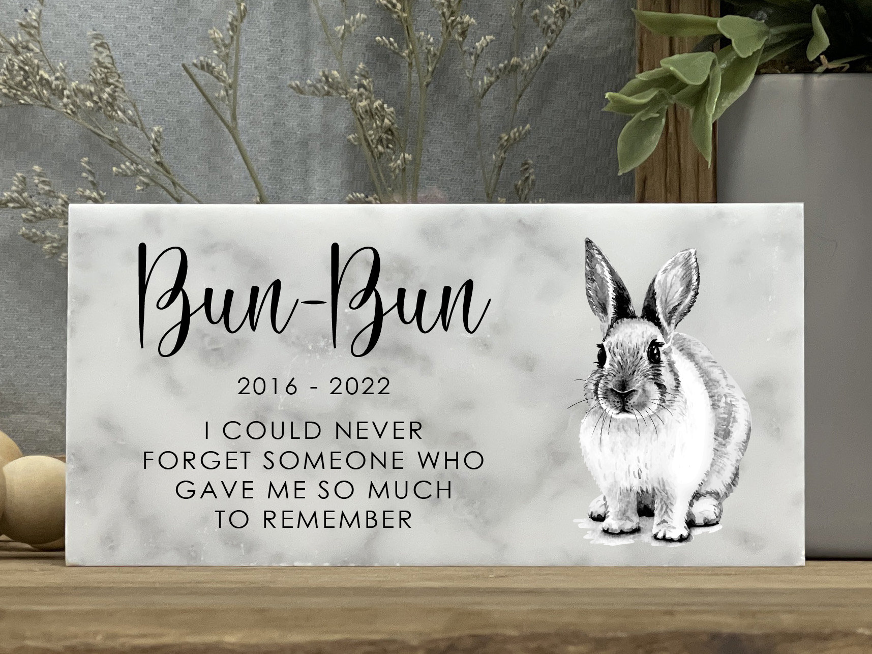 Pet Rabbit Memorial Stone - Personalized Gift - 3x6 and 4x8 Marble ...