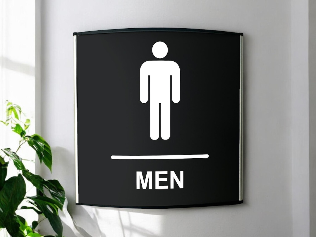 Men Restroom Sign – Restroom Wall Sign – 8 X 8 Inches Hallway Restroom ...