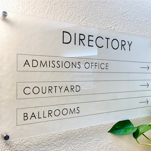 Custom BUILDING DIRECTORY Transparent Acrylic SIGN, Office and Business ...