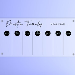 Custom Dry Erase Board | Clear Menu Board | Transparent Meal Planner ...