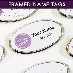 Your Logo and Name Here OVAL Shaped FRAMED Title BADGE, Personalized ...