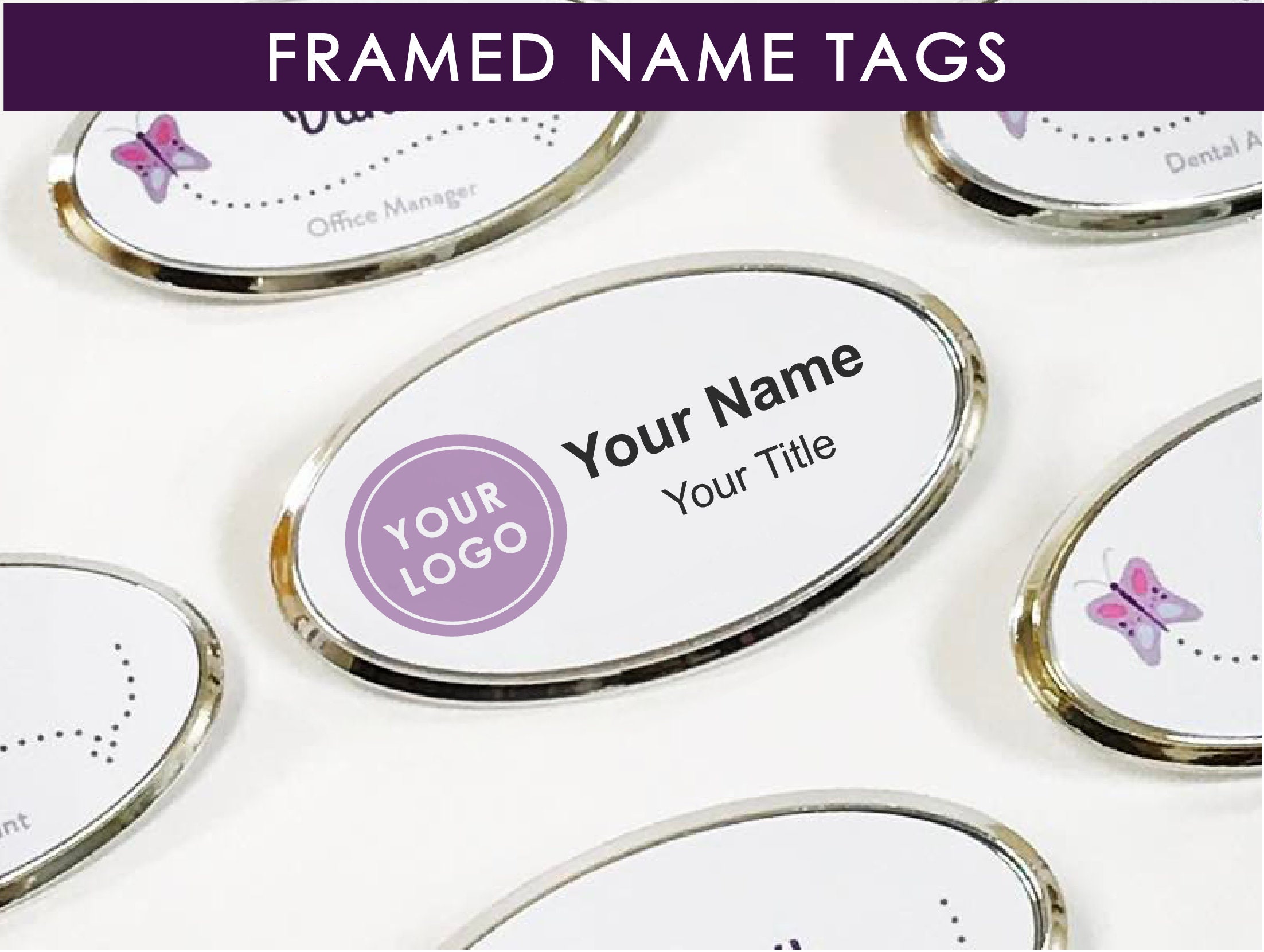 Oval Logo Name Badges Quickbadge.co.uk Custom Personalised Oval